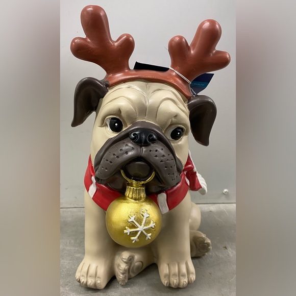 Holiday | Pug Puggle Dog Christmas Snowflake Ornament Antlers Resin ...